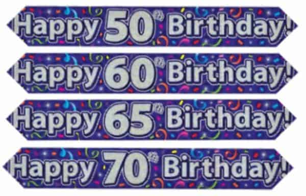 Genuine Age Banners 9ft Birthday Holographic 50 60 65 Male Female Party ...